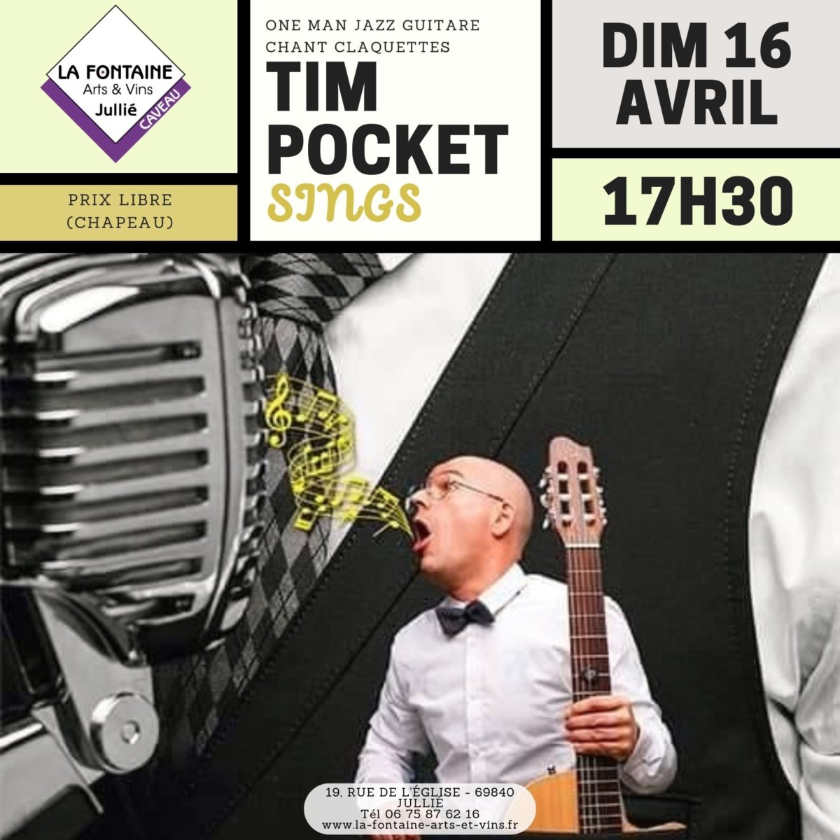 Dim 16 avril 17h30 : Tim Pocket Sings en concert